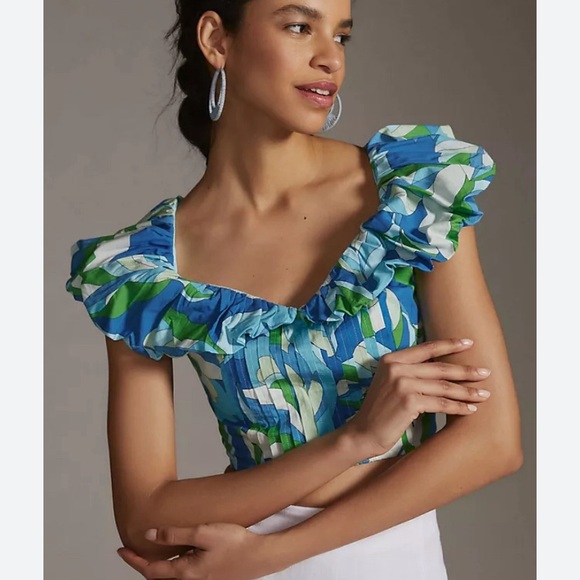 Maeve | Tops | Maeve Rufflesleeve Cropped Blouse Anthropologie | Poshmark